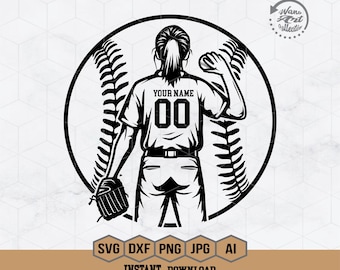 Personalized Name | Softball Pitcher Svg | Softball Player Svg ...