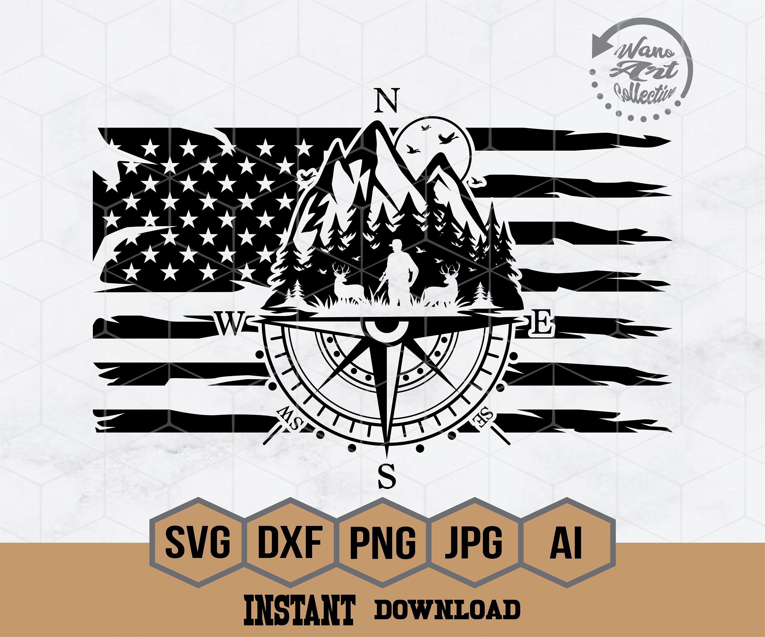 US Hunting Deer Svg Deer Scene Svg Hunting Scene Svg Hunting Svg Deer ...