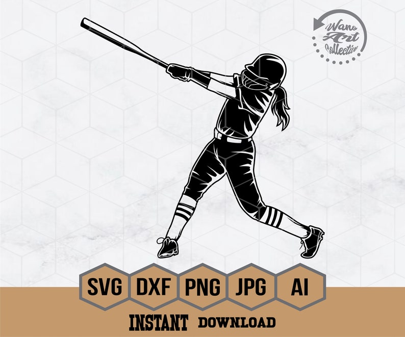 Softball Player Svg | Softball Svg | Softball Bat Stencil | Sports Mom ...