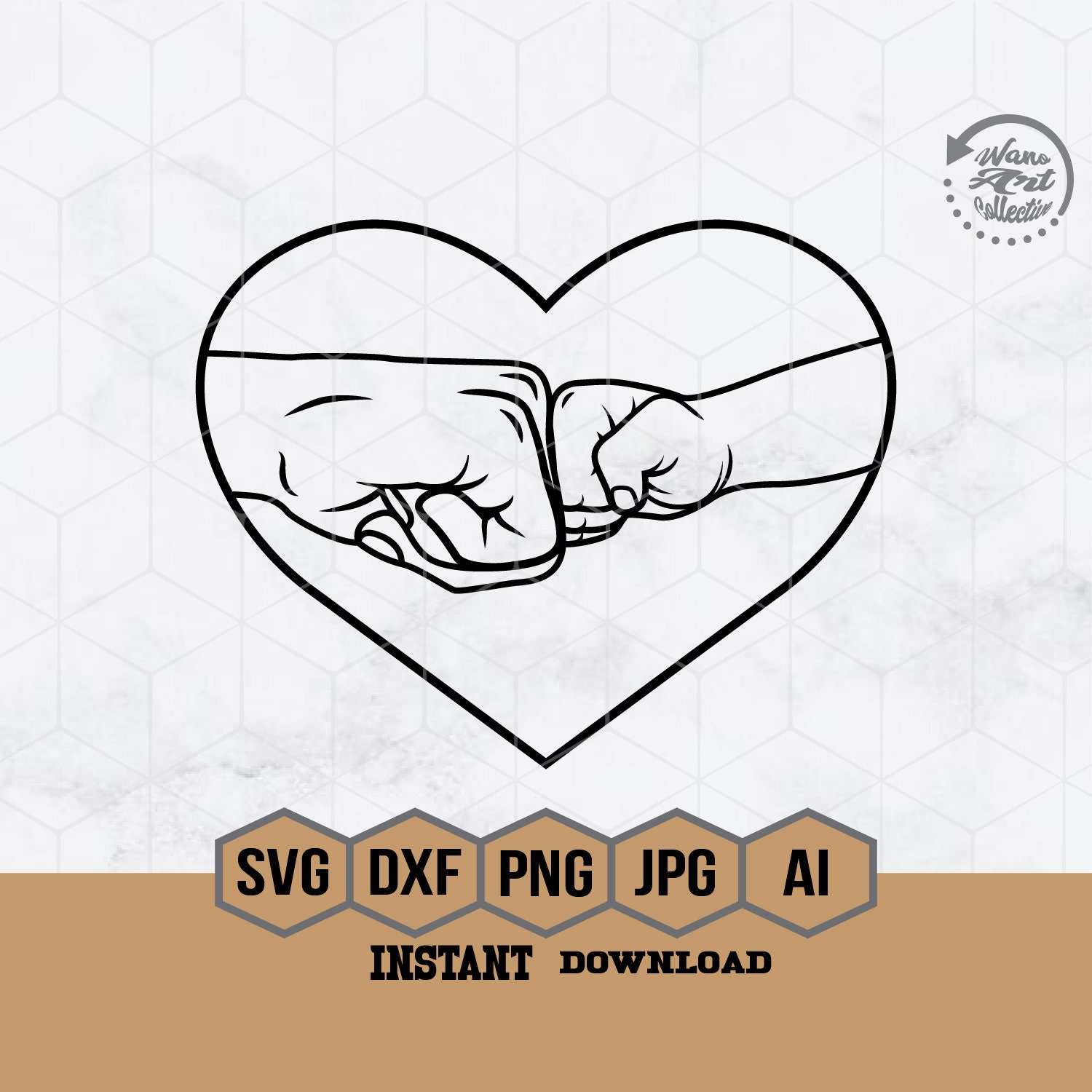 Dad and Baby Fist Bump Svg, Family Hands Svg, Fist Punch Dad and Kid ...