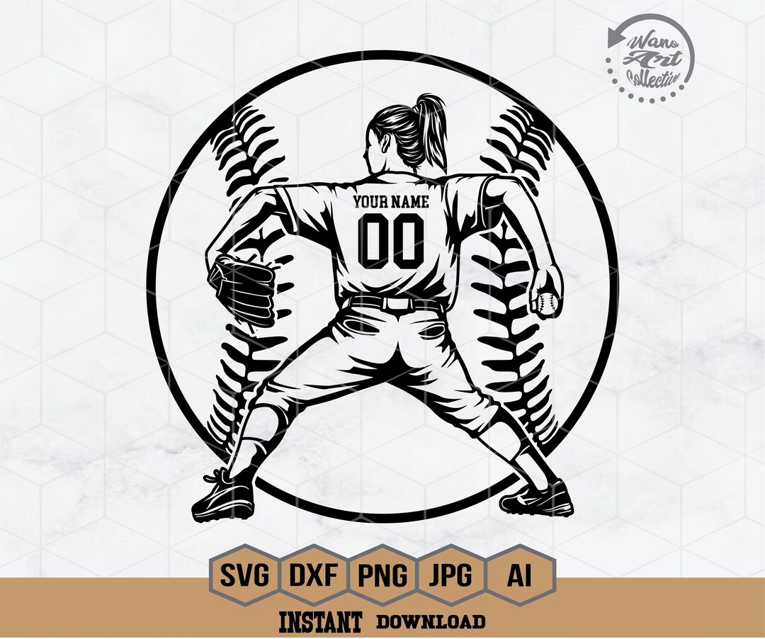 Softball Pitcher Player Svg | Softball Player Svg | Pitcher Svg ...