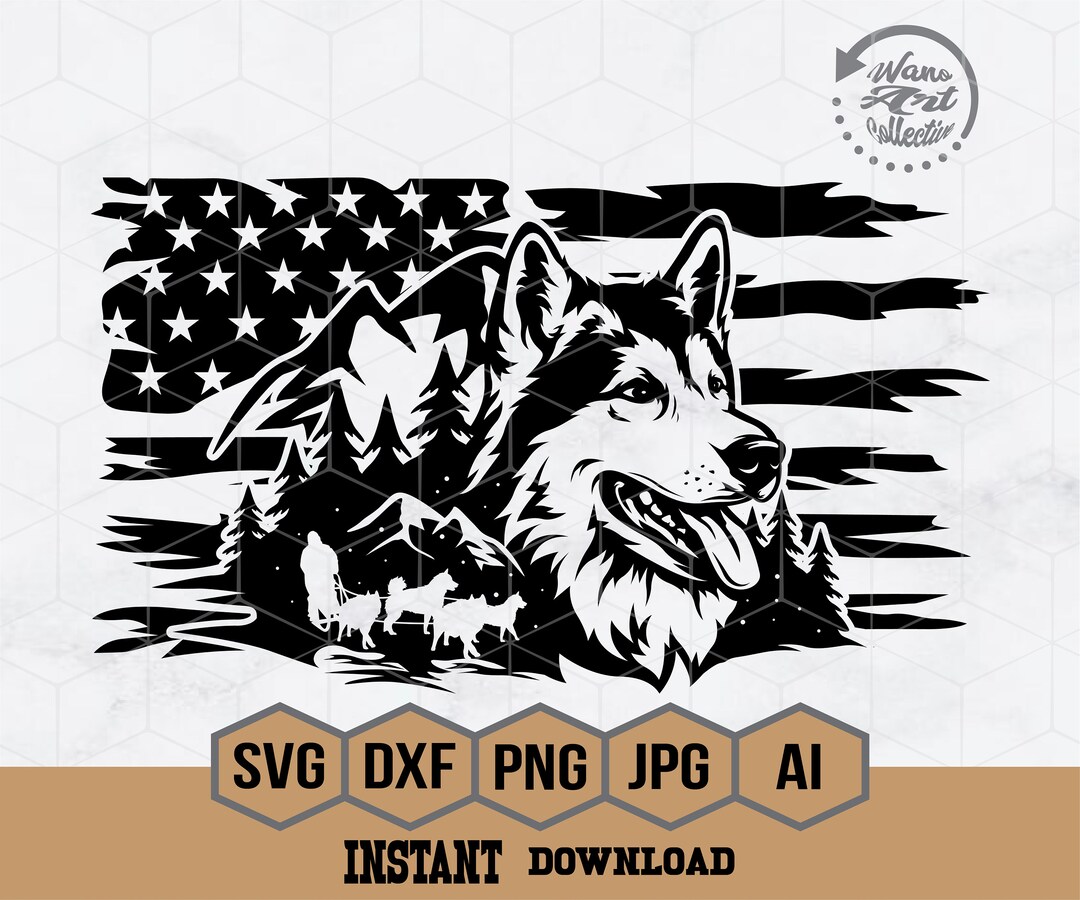 US Sled Dogs Svg, Sled Dogs Svg, USA Sleigh Dogs Svg, Snow Dogs Clipart ...