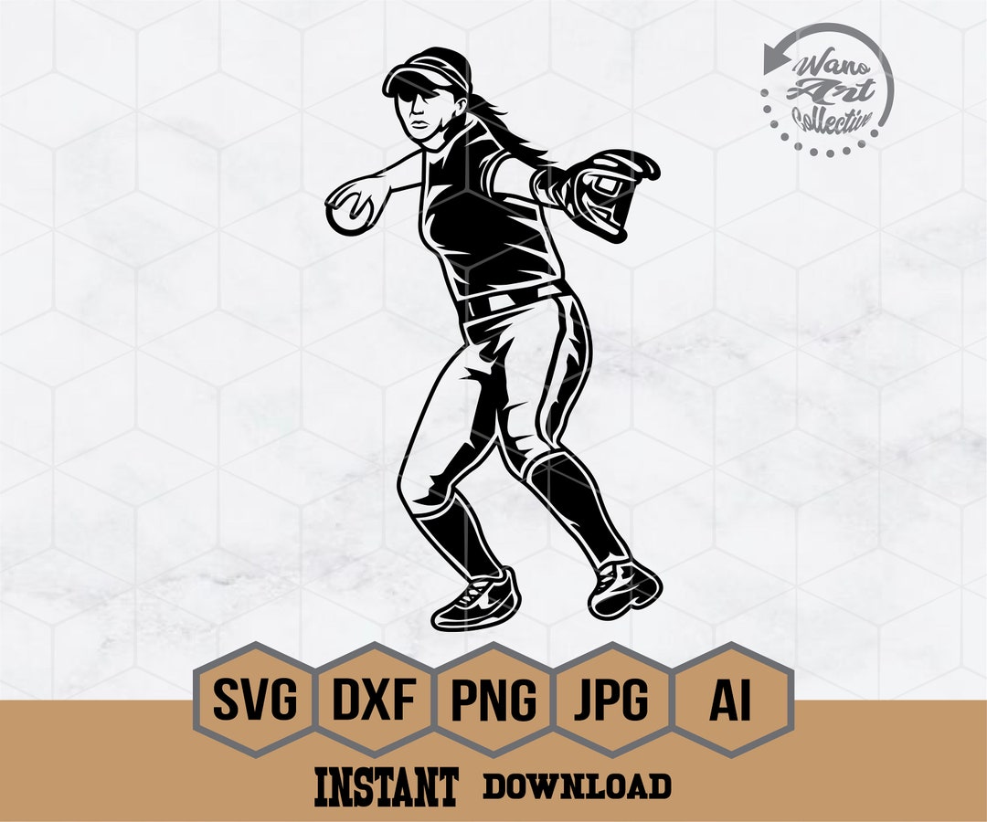 Softball Svg | Softball Player Svg | Pitcher Stencil | Sports Mom ...
