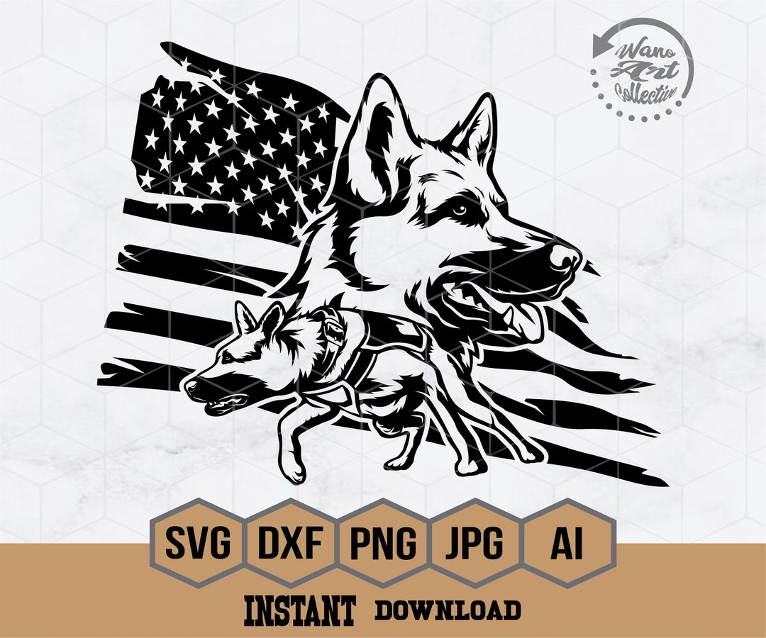 US Police Dog Svg German Shepherd Svg Attack Dog Svg Bomb Sniffing Svg ...