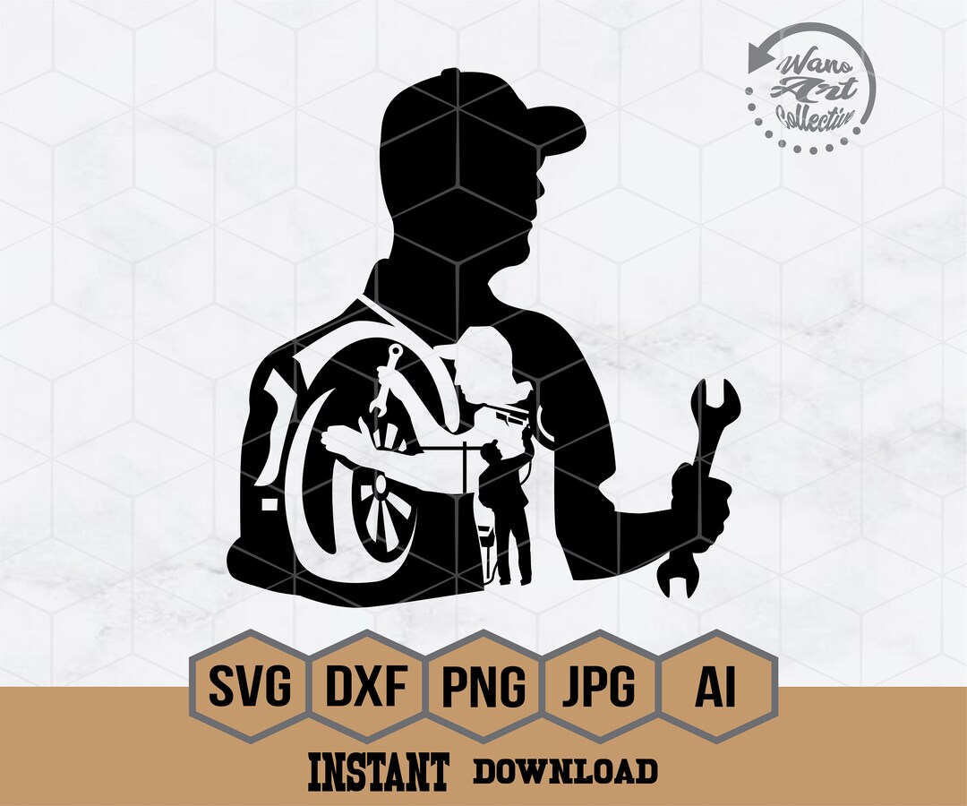 Mechanic Silhouette Svg, Mechanic Clipart, Mechanic Cutfile, Mechanic ...