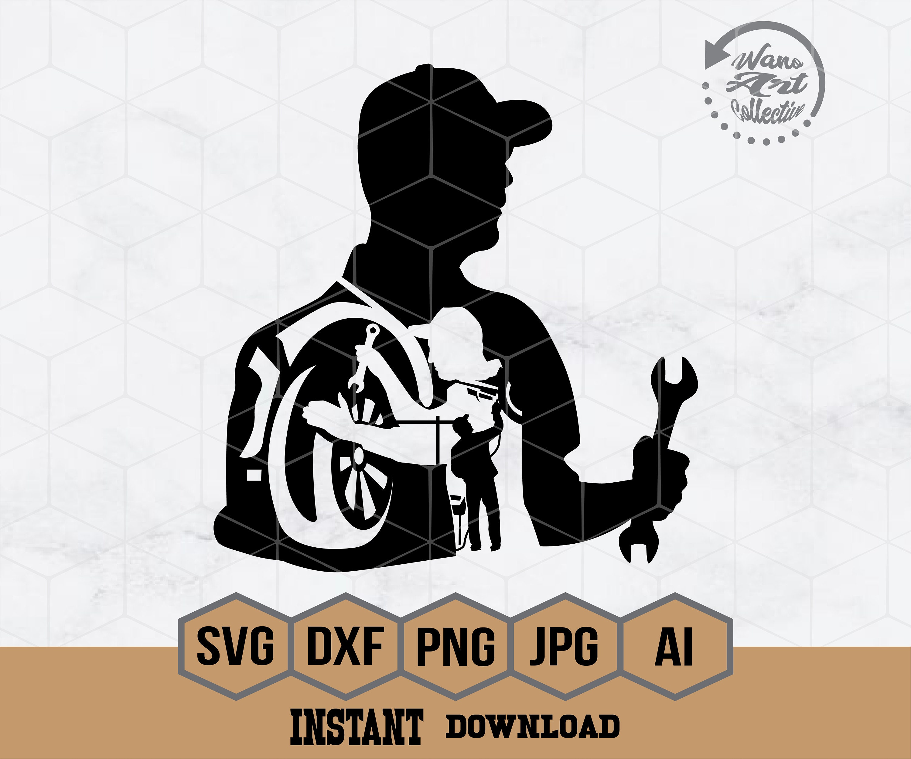 Mechanic Silhouette Svg, Mechanic Clipart, Mechanic Cutfile, Mechanic ...
