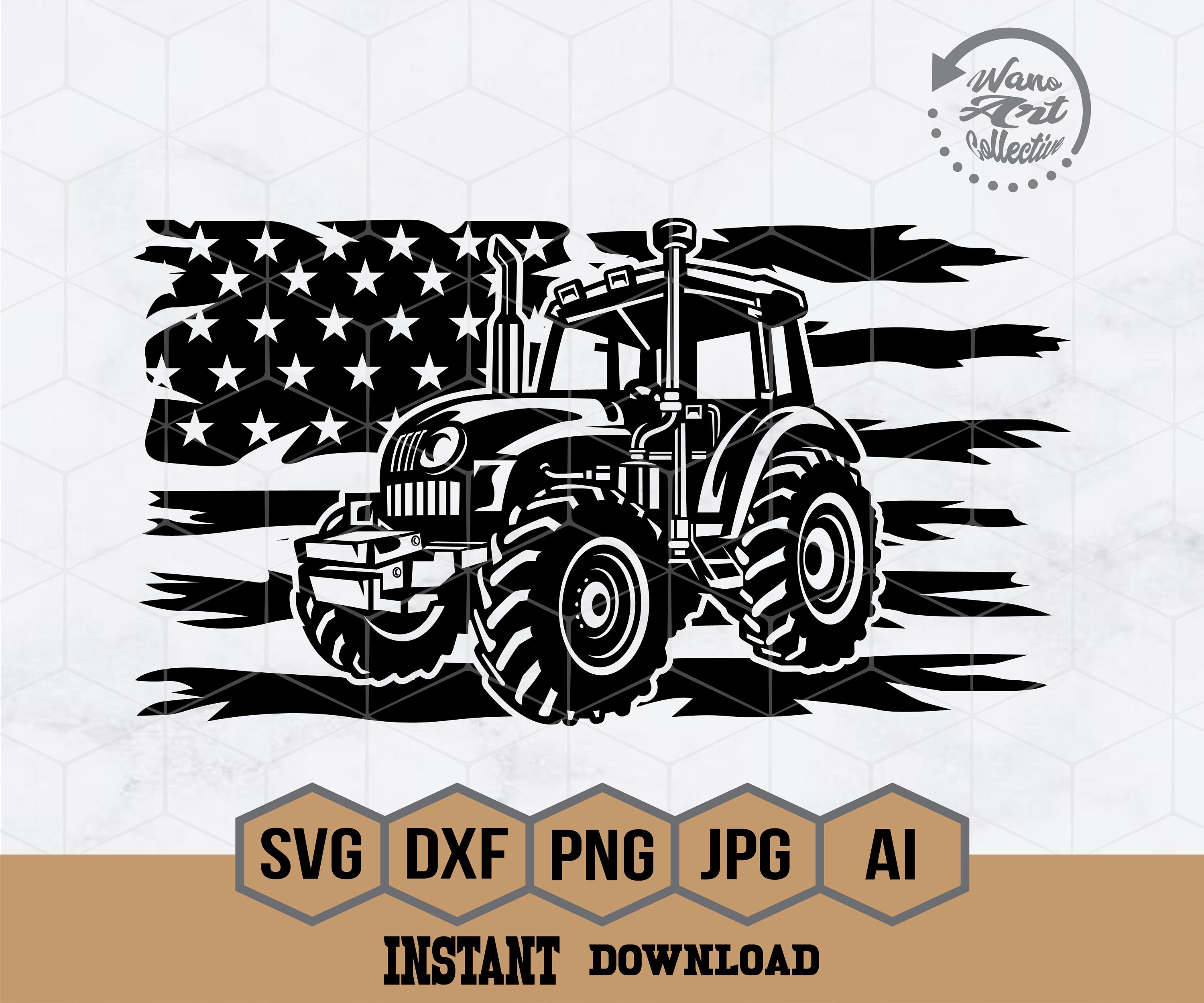 USA Farm Tractor SVG File US Tractor Svg Tractor Svg Farmer Svg Tractor ...