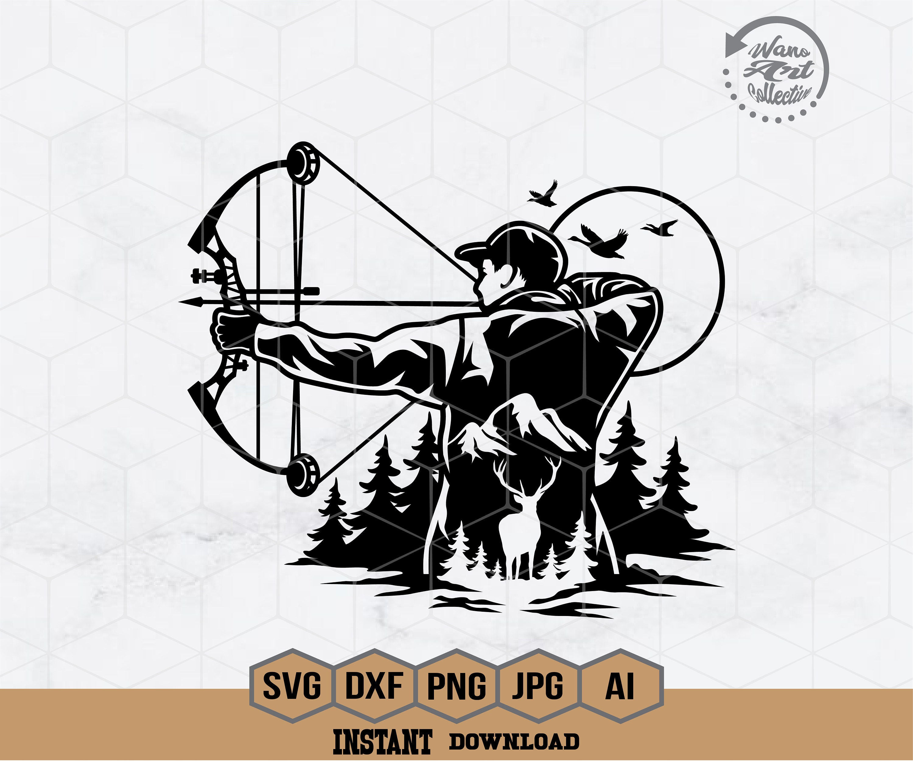 Deer Bow Hunting Svg File | Bow and Arrow Clipart | Antler Shirt ...