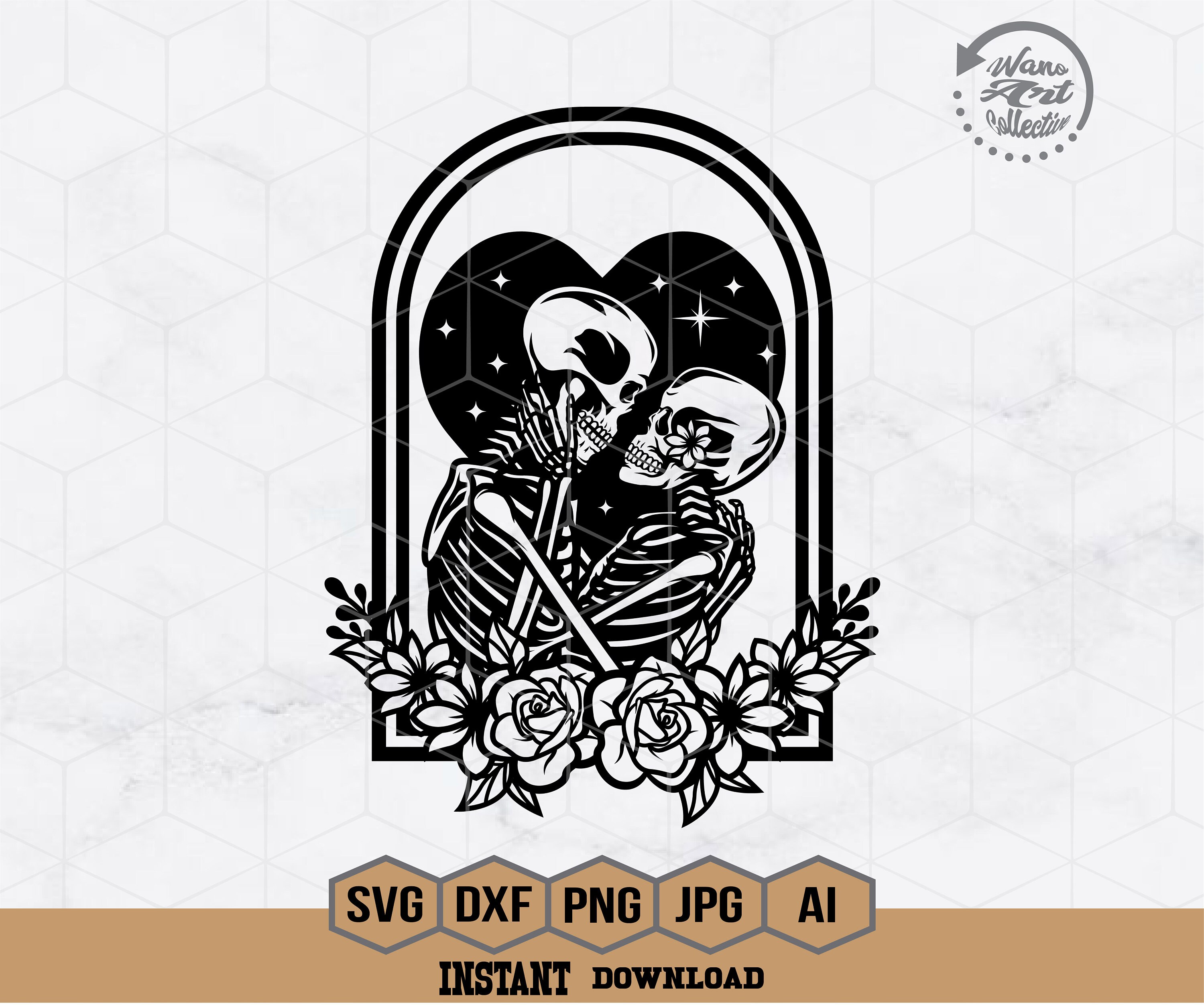 Kissing Skeleton Svg Skeleton Lover Svg Skeleton Svg Lovers Svg Undying Love Svg Floral Skeleton ...