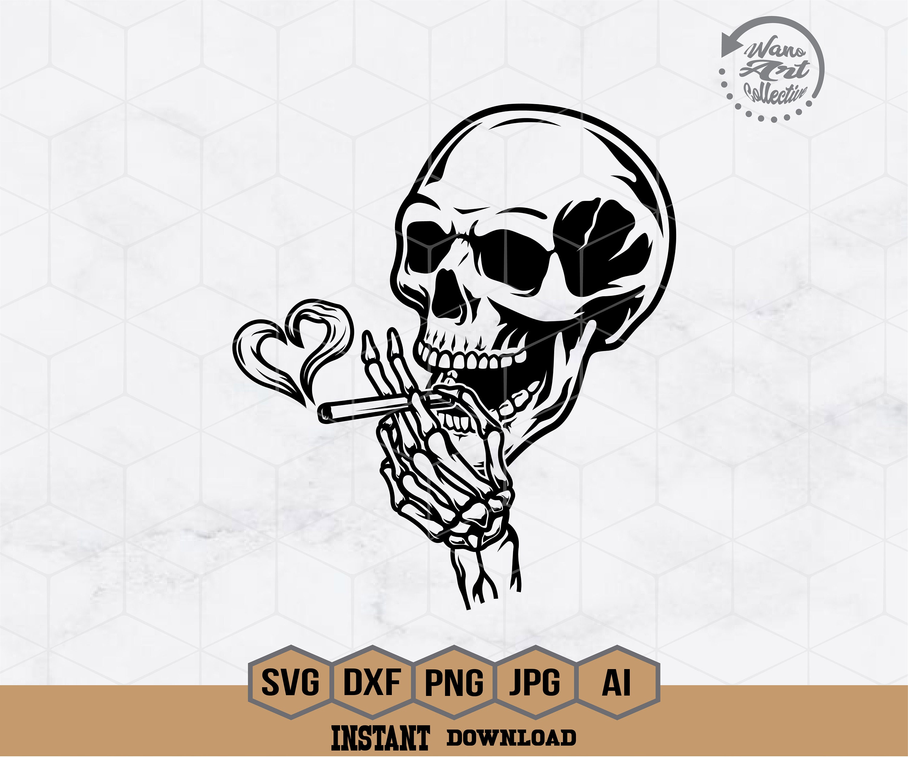 Skull Smoking Svg Smoking Cigarette Svg Skull Smoking Weed Svg Skull ...