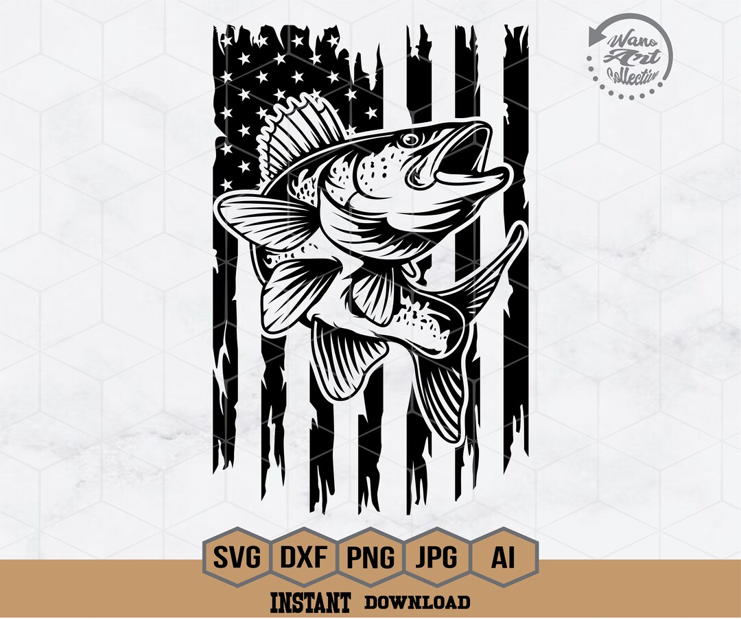 US Walleye Fish Svg | Outdoor Fishing Clipart | Freshwater Fishing Cut ...