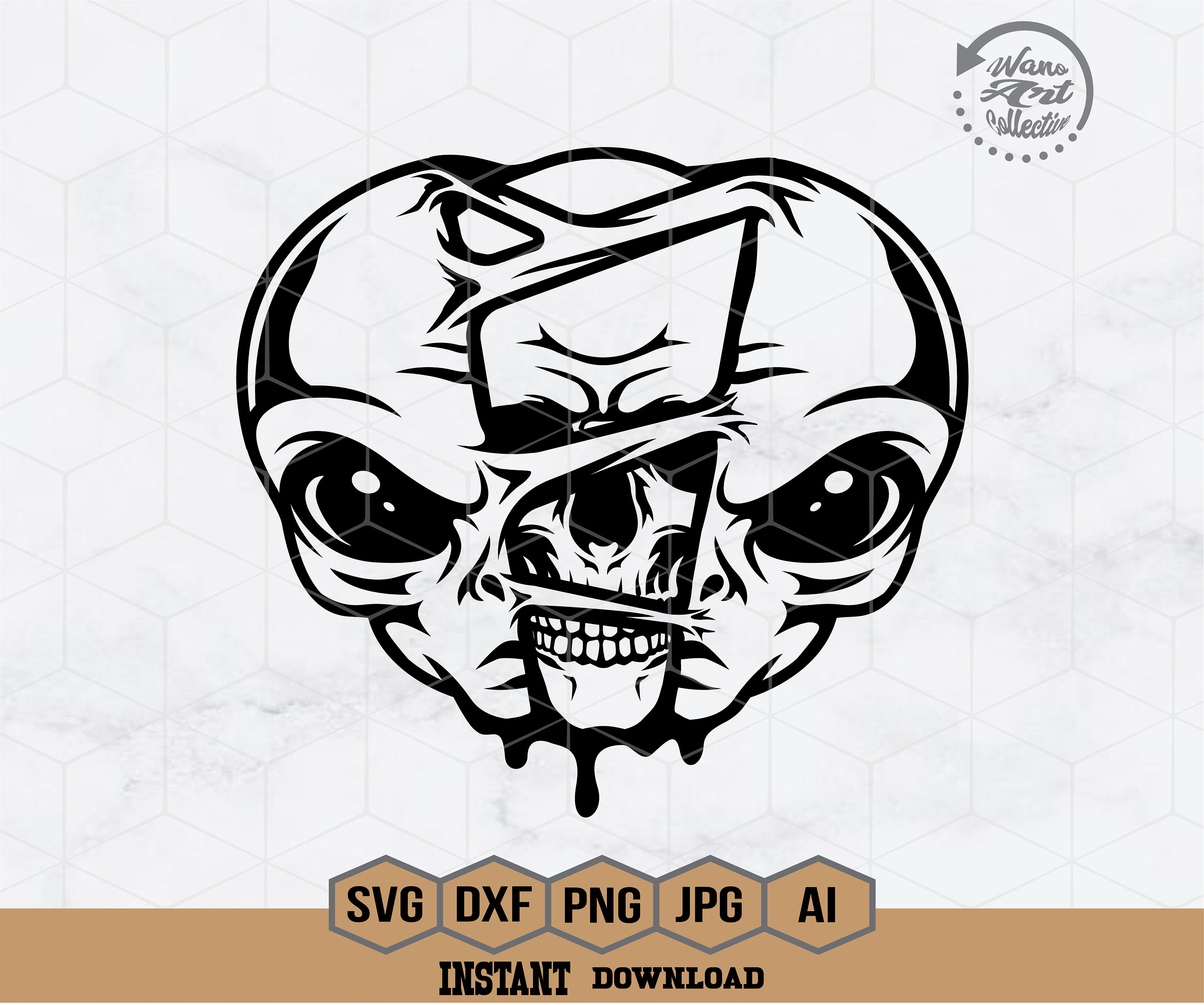 Alien Skull Svg Half Alien Svg Alien Mask Svg UFO Svg Skull Svg Alien ...