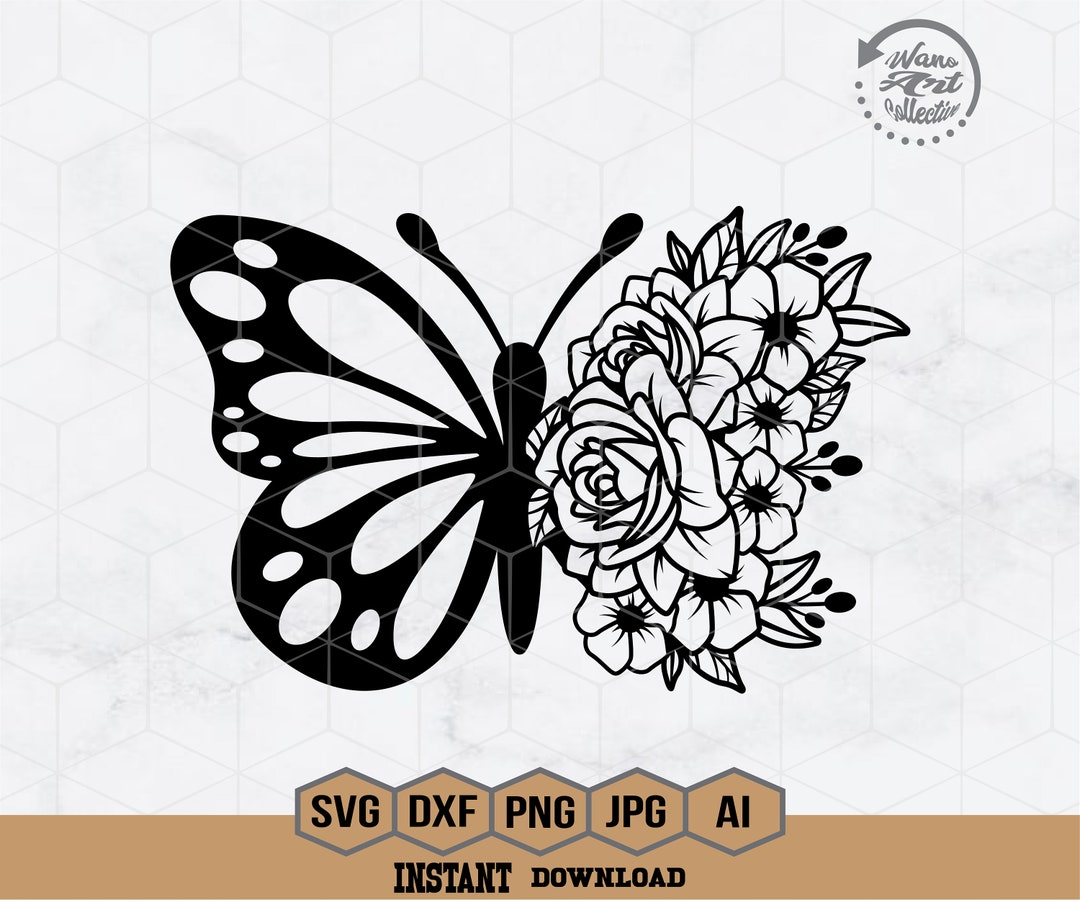 Floral Butterfly Svg | Butterfly Flower Svg | Floral Butterfly Wings ...