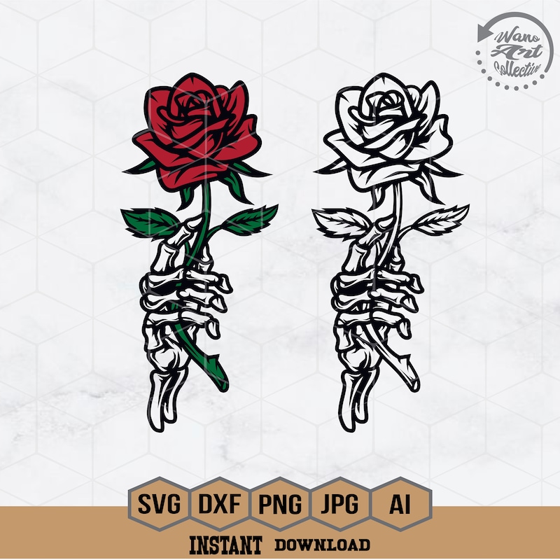 Skeleton Hand Holding Rose Gothic - Etsy
