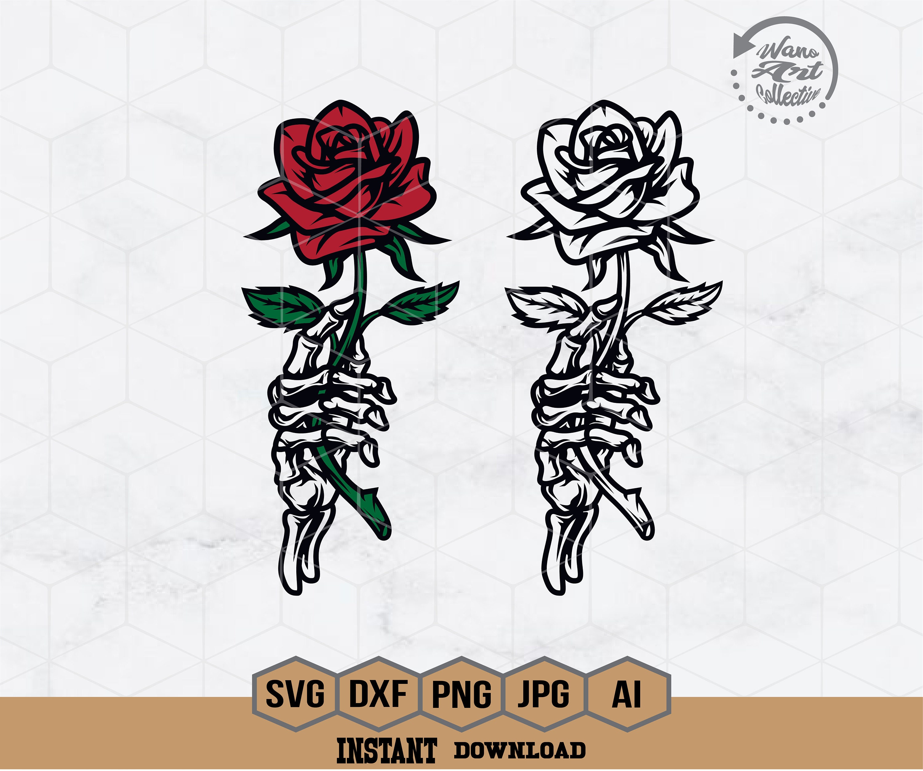 Skeleton Hand Roses Svg Hand Skeleton Svg Skeleton Holding Rose Svg ...