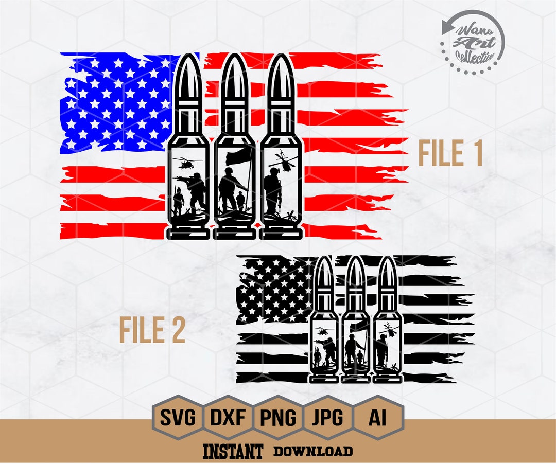 US Bullet With Combat Scene Svg Veteran Bullet Svg Veteran Soldier Svg ...