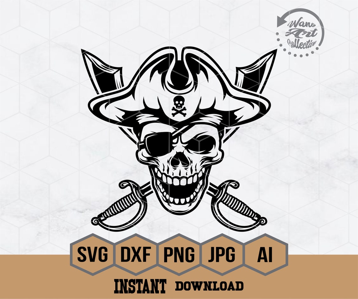 Pirate Skull Svg Pirate Svg Skull Svg Pirate Clipart - Etsy