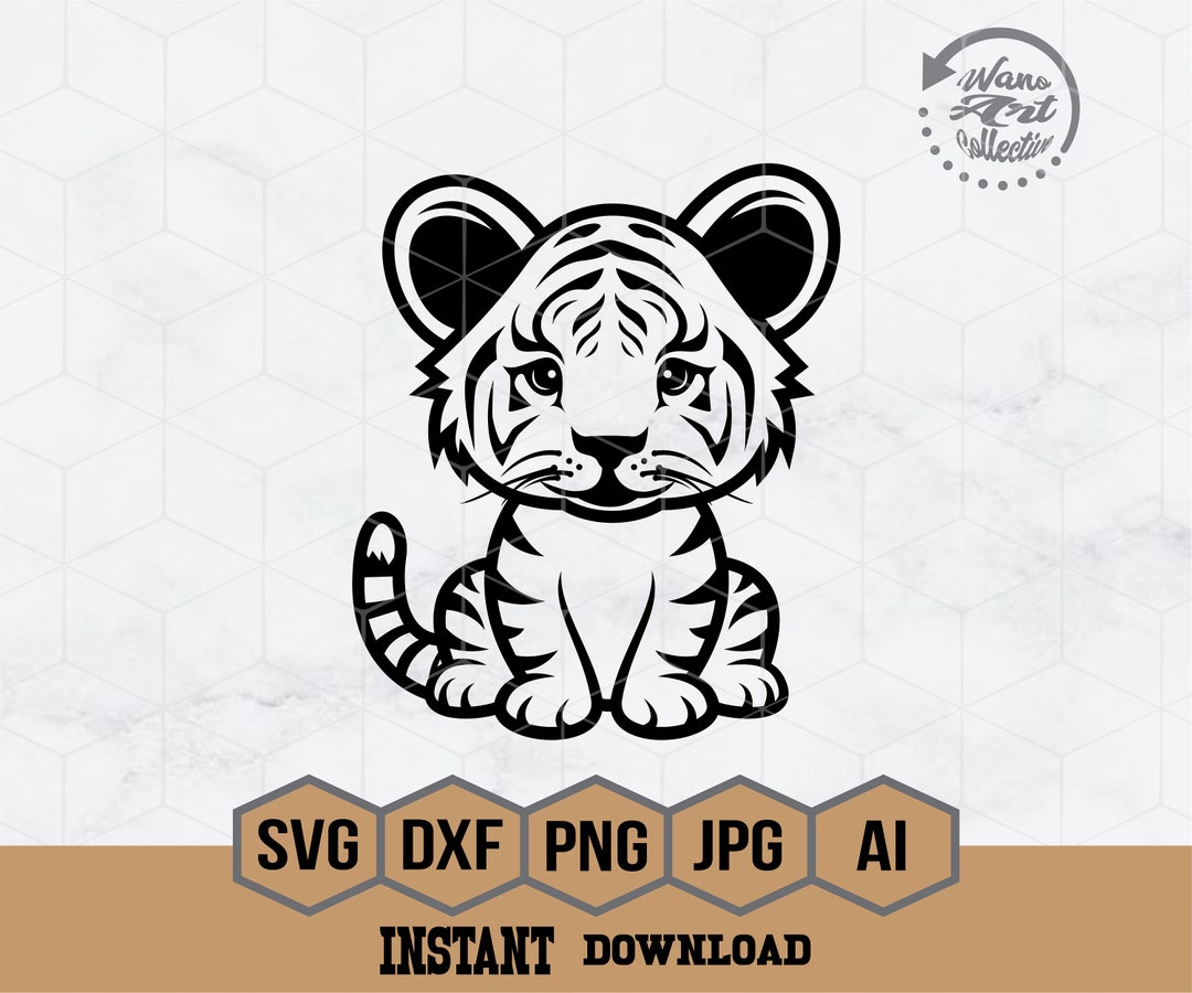 Cute Tiger Svg | Baby Tiger Svg | Tiger Sitting Svg | Zoo Stencil ...