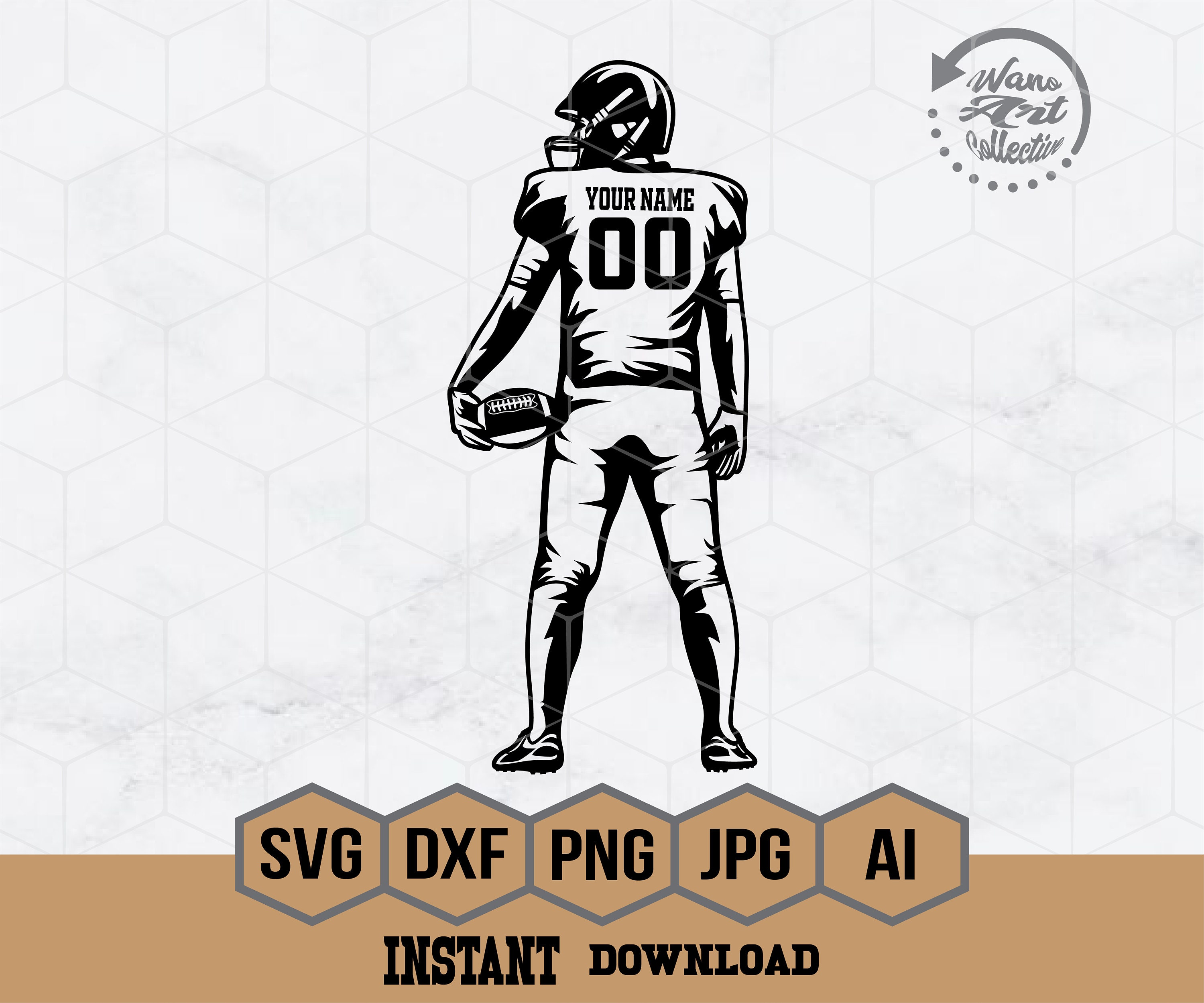 Customized Football Player Svg | American Football Svg | Football Name ...