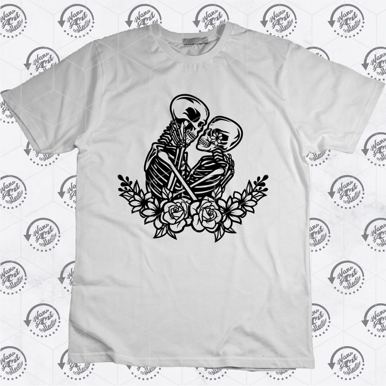 Kissing Skeleton Svg Skeleton Lover Svg Skeleton Svg Lovers Svg Undying Love Svg Floral Skeleton ...