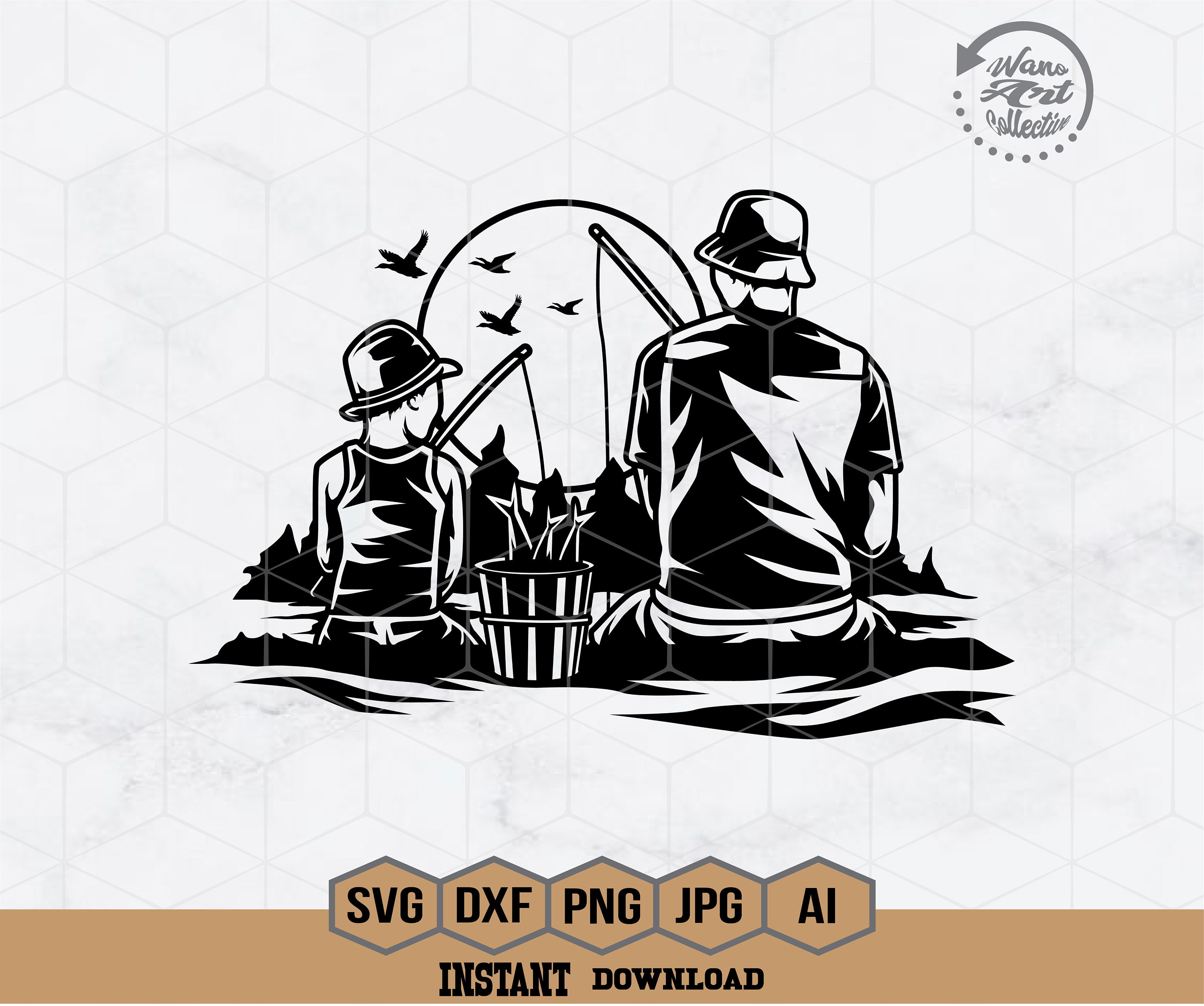 Father and Son Fishing Svg | Fishing Svg | Outdoor Fishing Svg | Dad ...