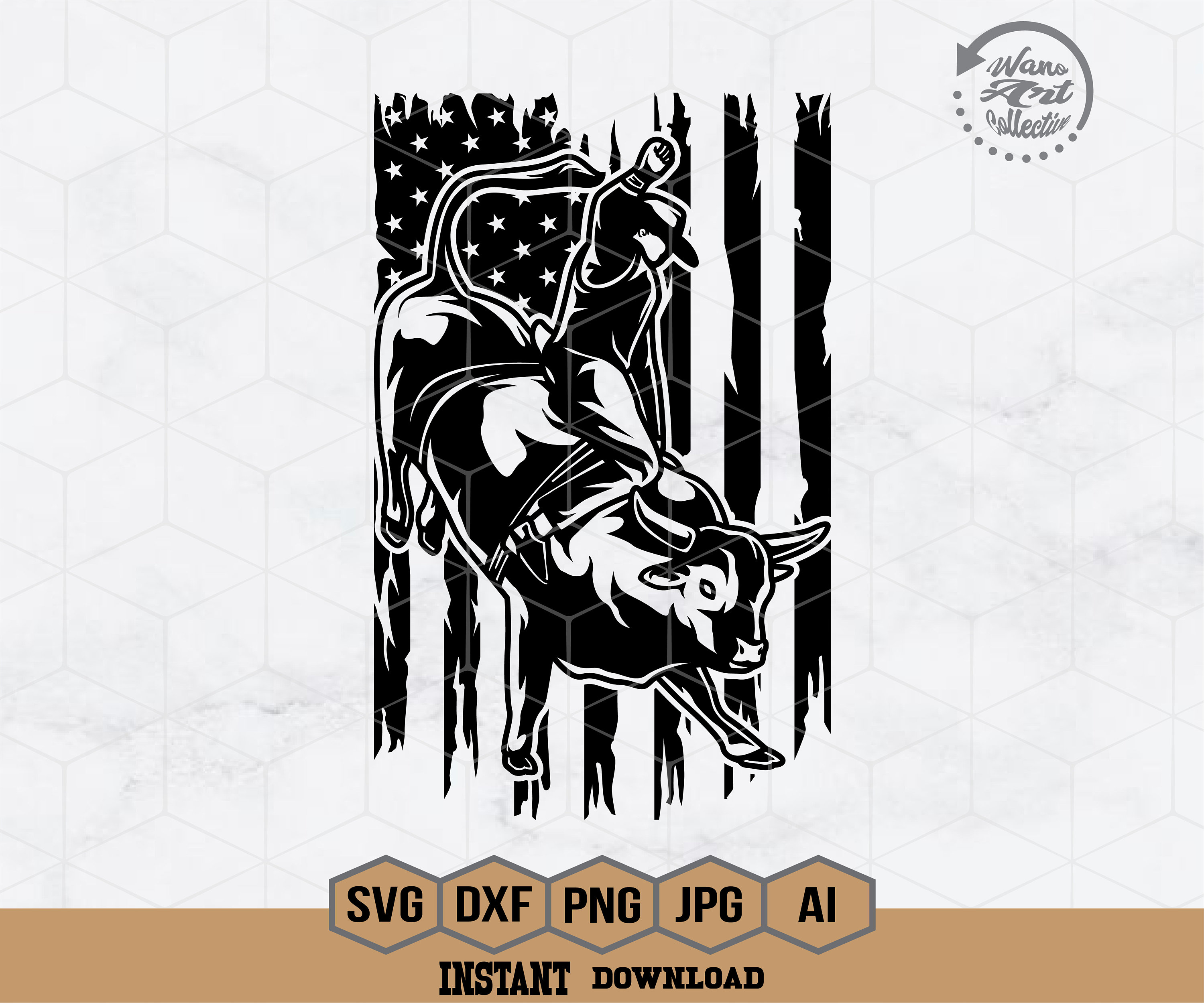 US Cowboy Svg Rodeo Riding a Bull Svg Bull Rider Svg Western Cowboy Svg ...