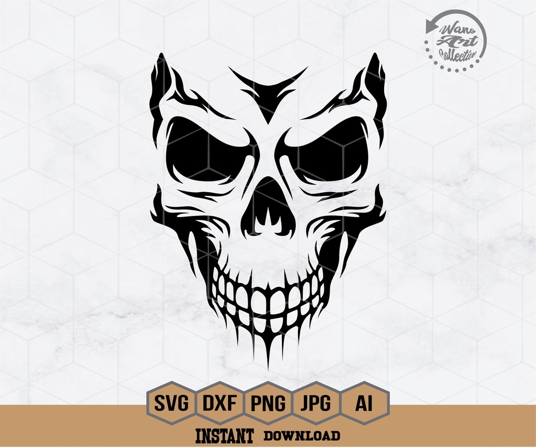 Skull Face Svg | Scary Skull Svg | Halloween Skull Svg | Gothic Svg ...