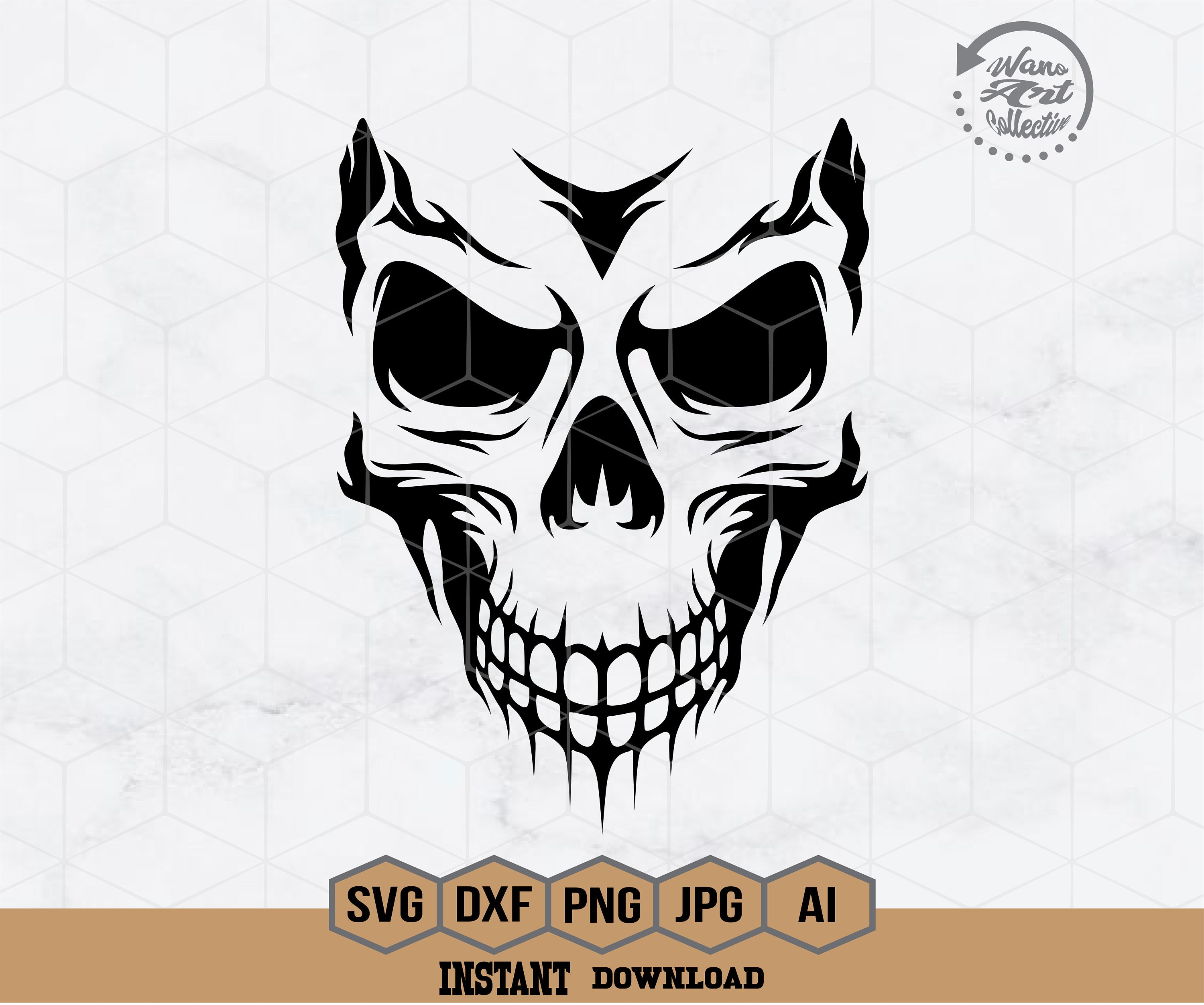 Skull Face Svg Scary Skull Svg Halloween Skull Svg Gothic Svg Skull ...