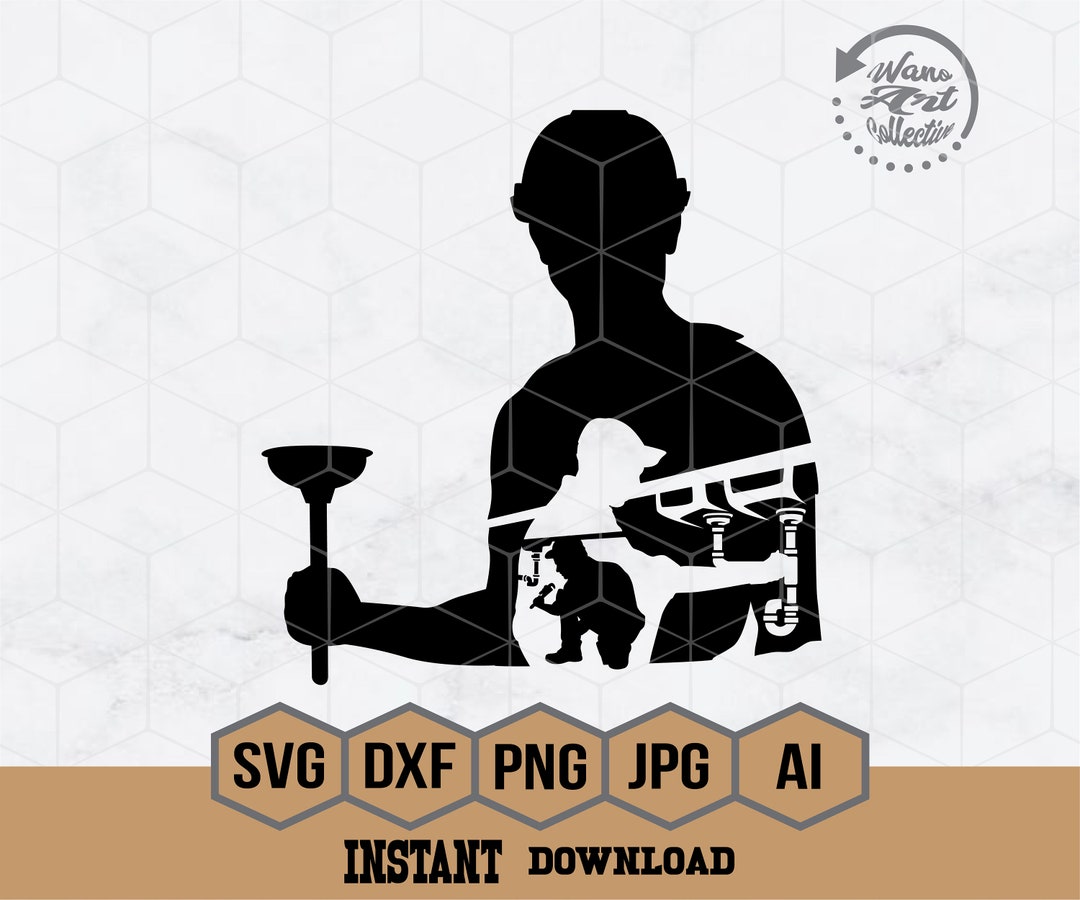 Plumber Scene Silhouette, Plumber Svg, Plumber Scene Svg, Plumber Png ...
