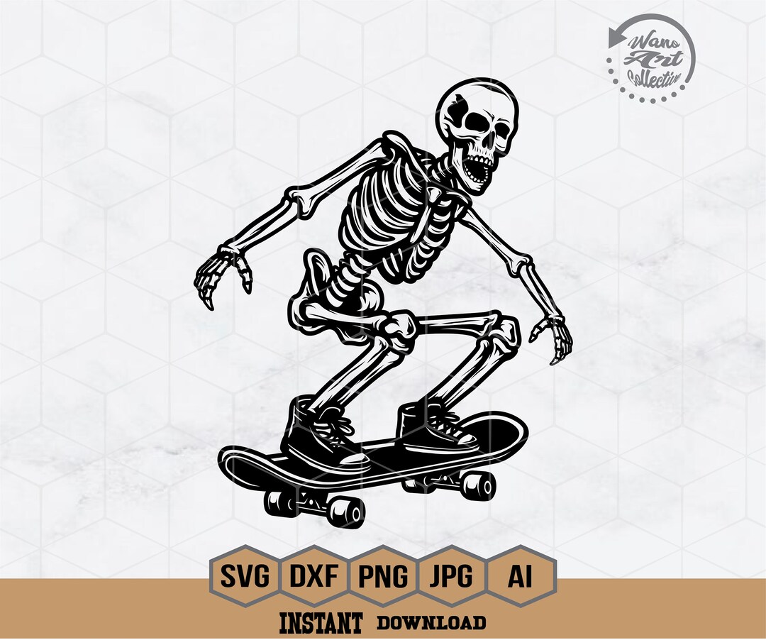 Skeleton Skating Svg | Skull Skateboard Svg | Skateboard Svg | Skate ...