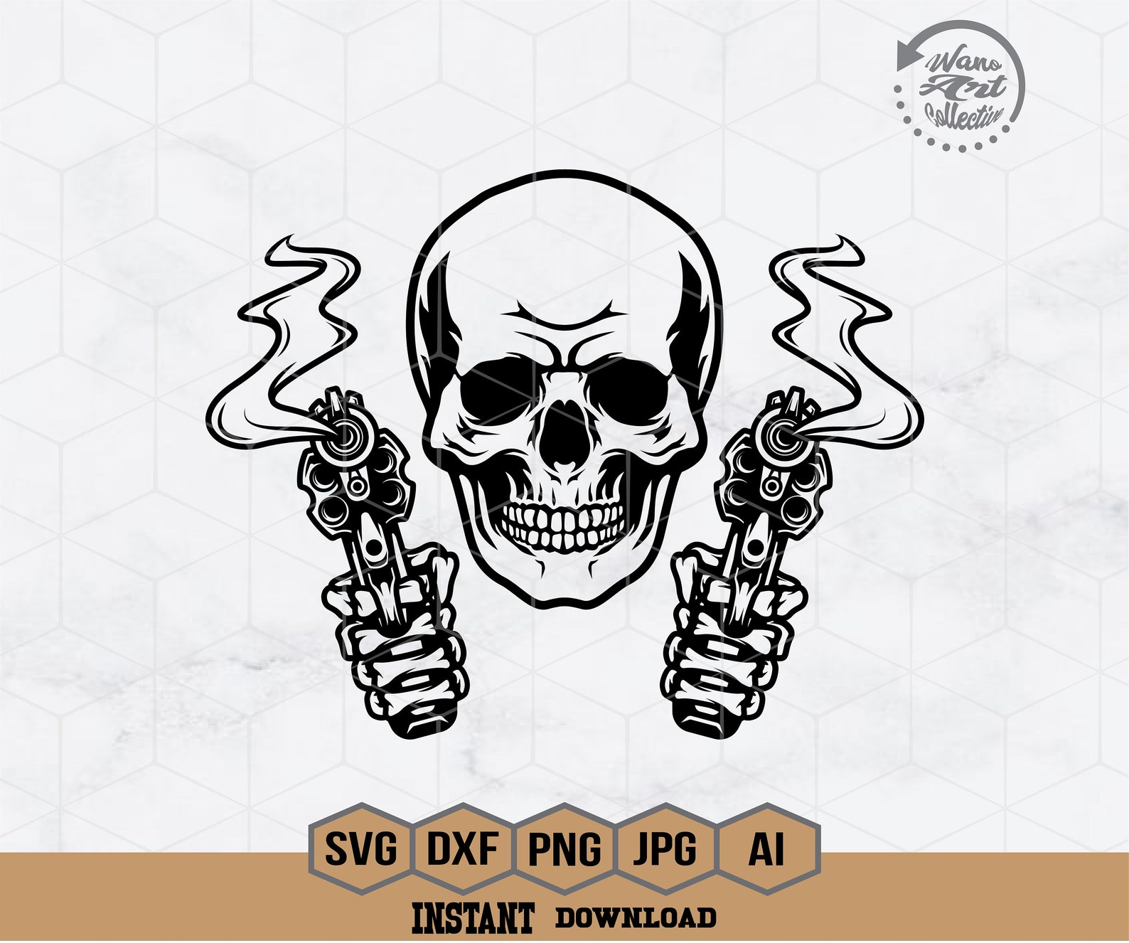 Skull With Pistol Svg | Guns Svg | Gangster Clipart | Skeleton SVG ...