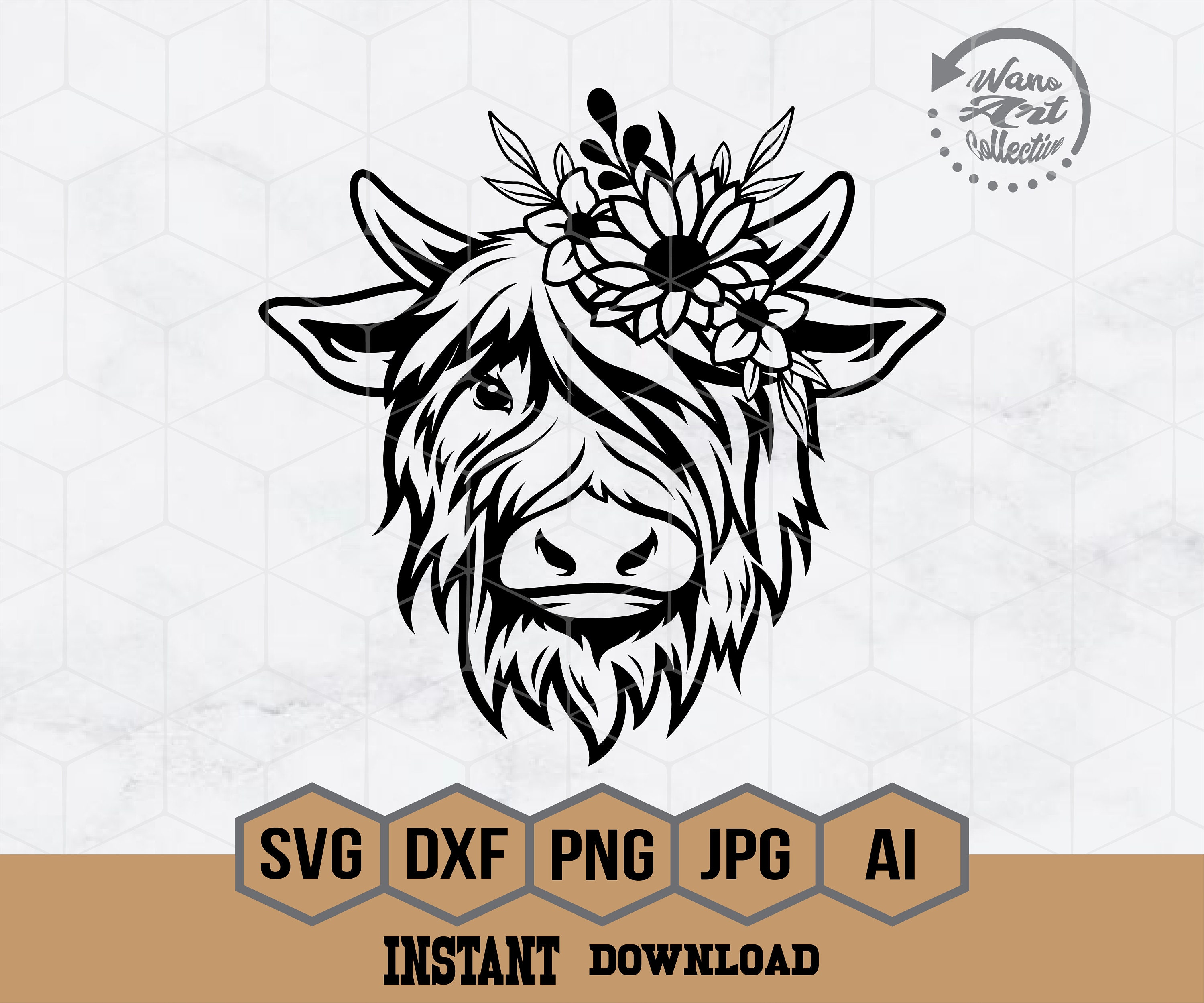 Floral Baby Highland Cow Svg Cute Highland Cow Svg Highland Cow Svg ...