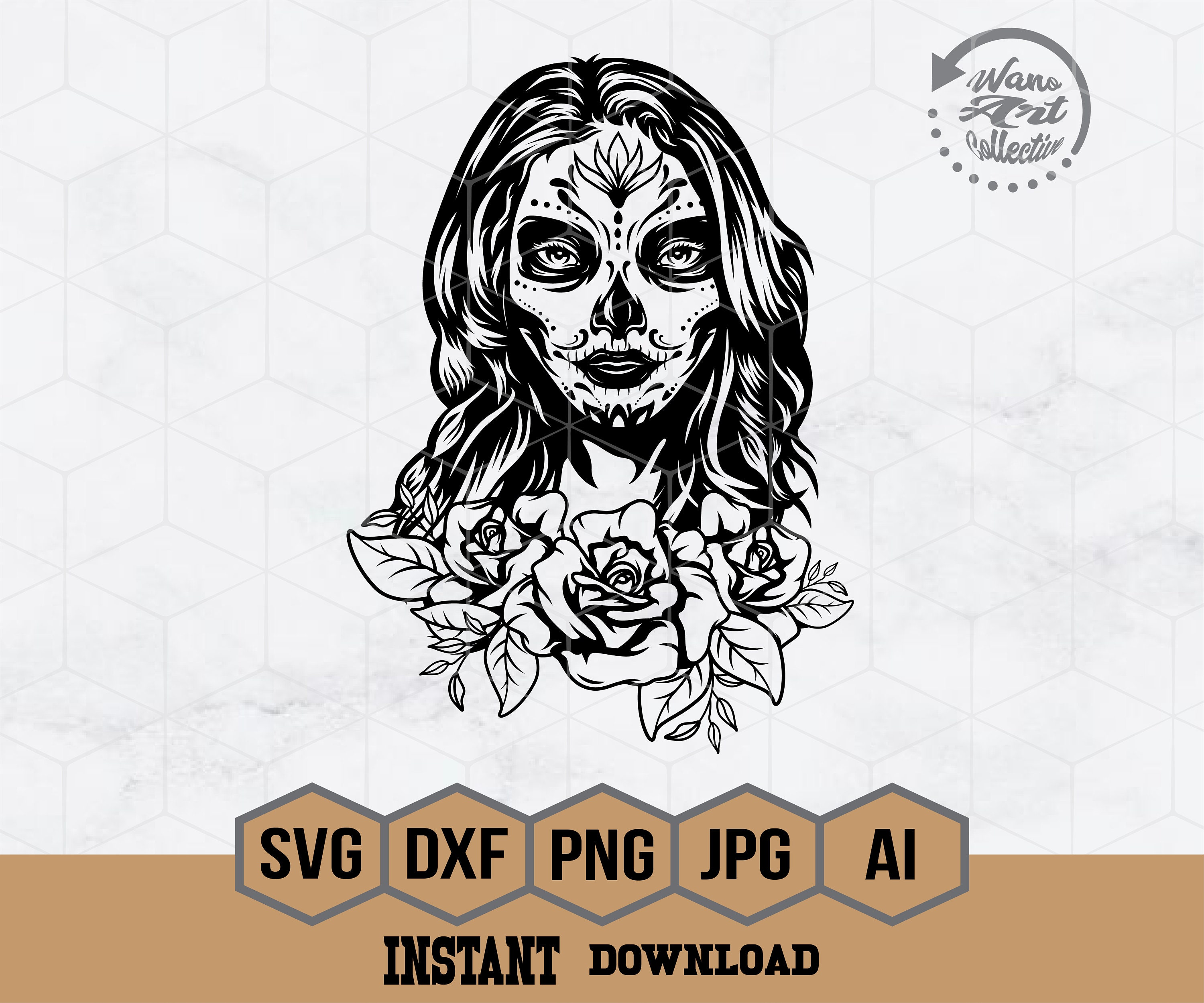 Sugar Skull With Rose SVG Skull Rose Svg Sugar Skull Svg - Etsy UK