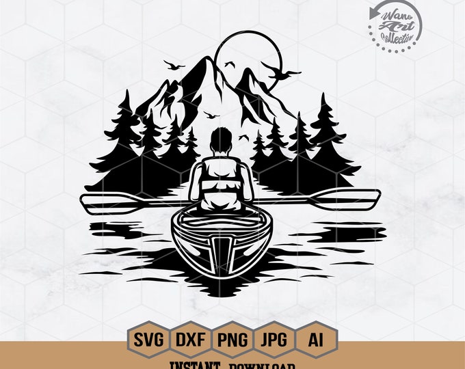 KAYAK Male Svg, Kayak SVG File Kayak Male, Kayak Scene Svg, Adventure ...