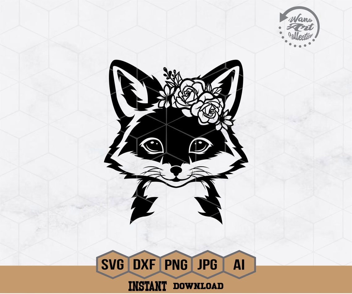Floral Baby Fox Svg Fox Face Svg Cute Fox Svg Fox Svg Cute Fox Face Svg ...