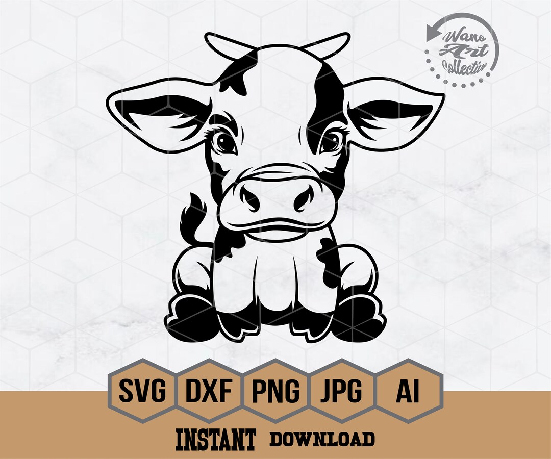 Cute Cow Svg | Baby Farm Cow Sitting Svg | Farm Cow Svg | Cow Svg ...