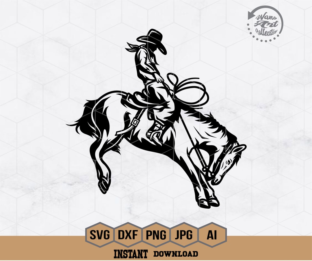 Rodeo Svg | Western Cowboy Svg | Cowboy Riding Horse Svg | Rodeo Cowboy ...