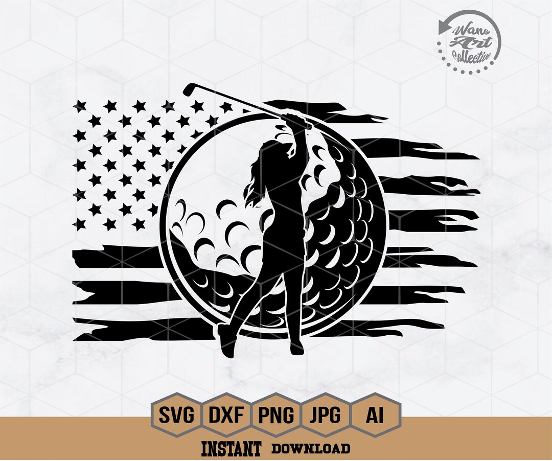 US Female Golf Player Svg | Golf Svg | Golfing Svg | Woman Golfer Svg ...