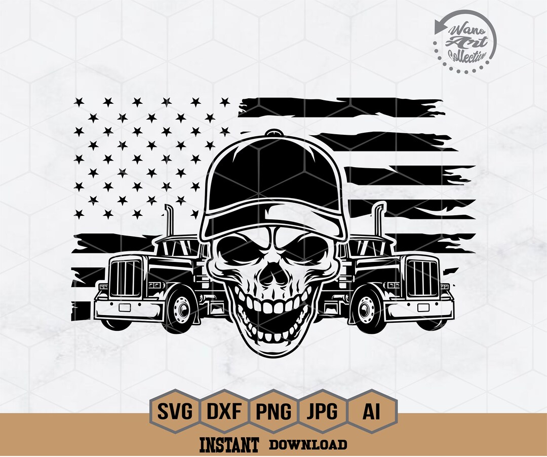 US Skull Trucker Svg | Trucker Driver Svg | I'm A Trucker Svg | Semi ...