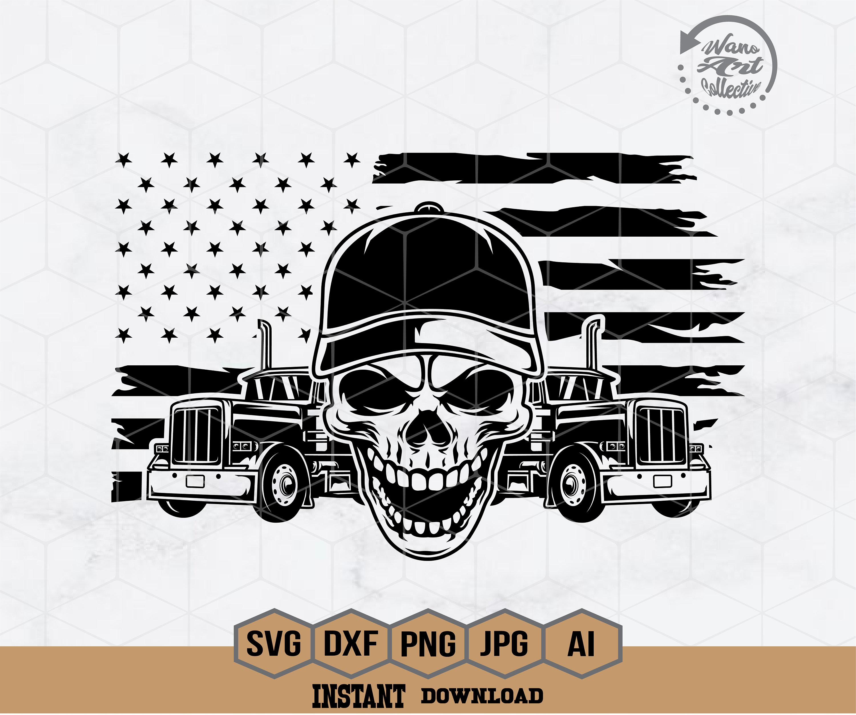 US Skull Trucker Svg Trucker Driver Svg I'm A Trucker Svg Semi Truck ...
