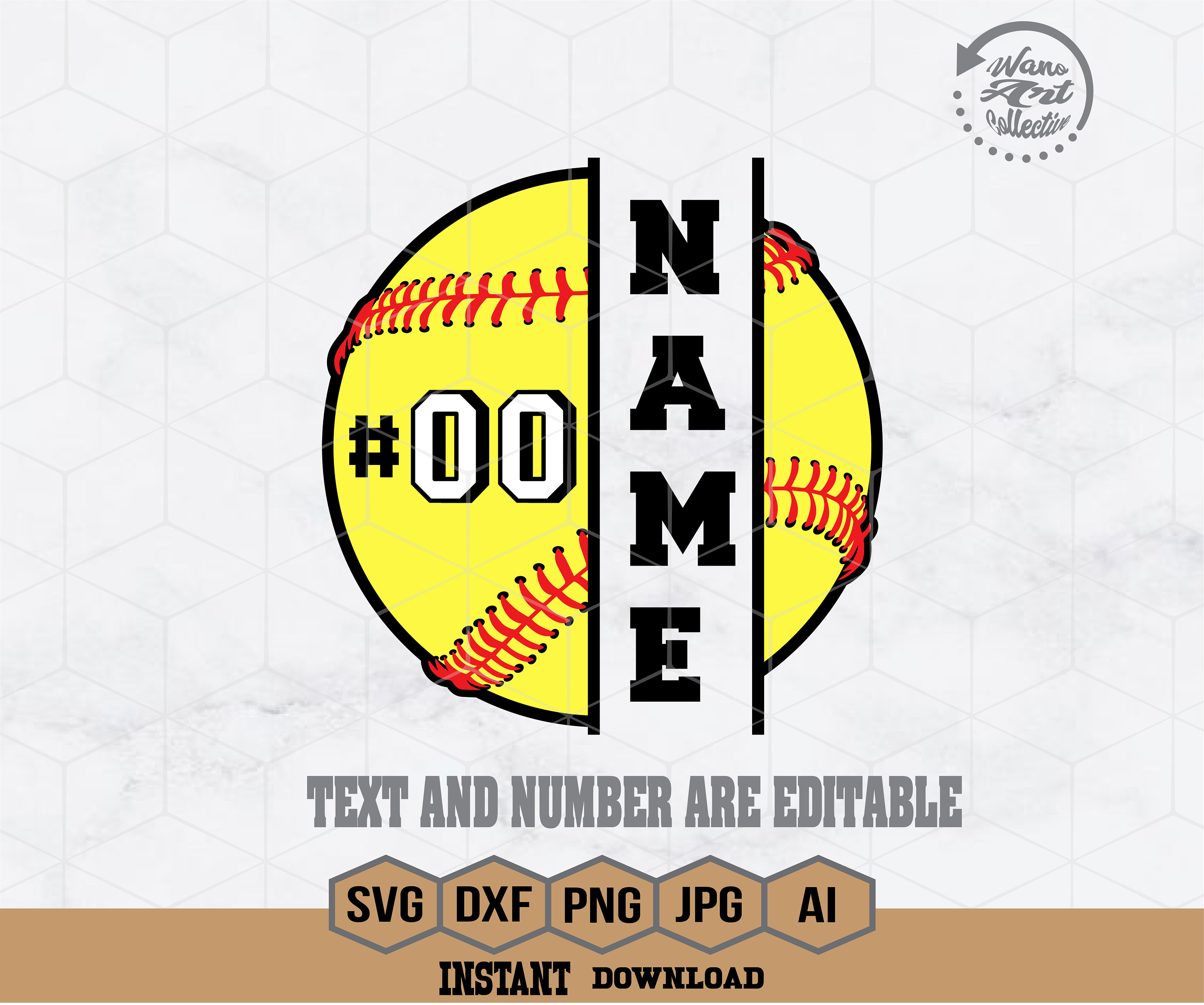 Split Softball Svg Personalized Name Svg Softball Svg Softball Monogram ...