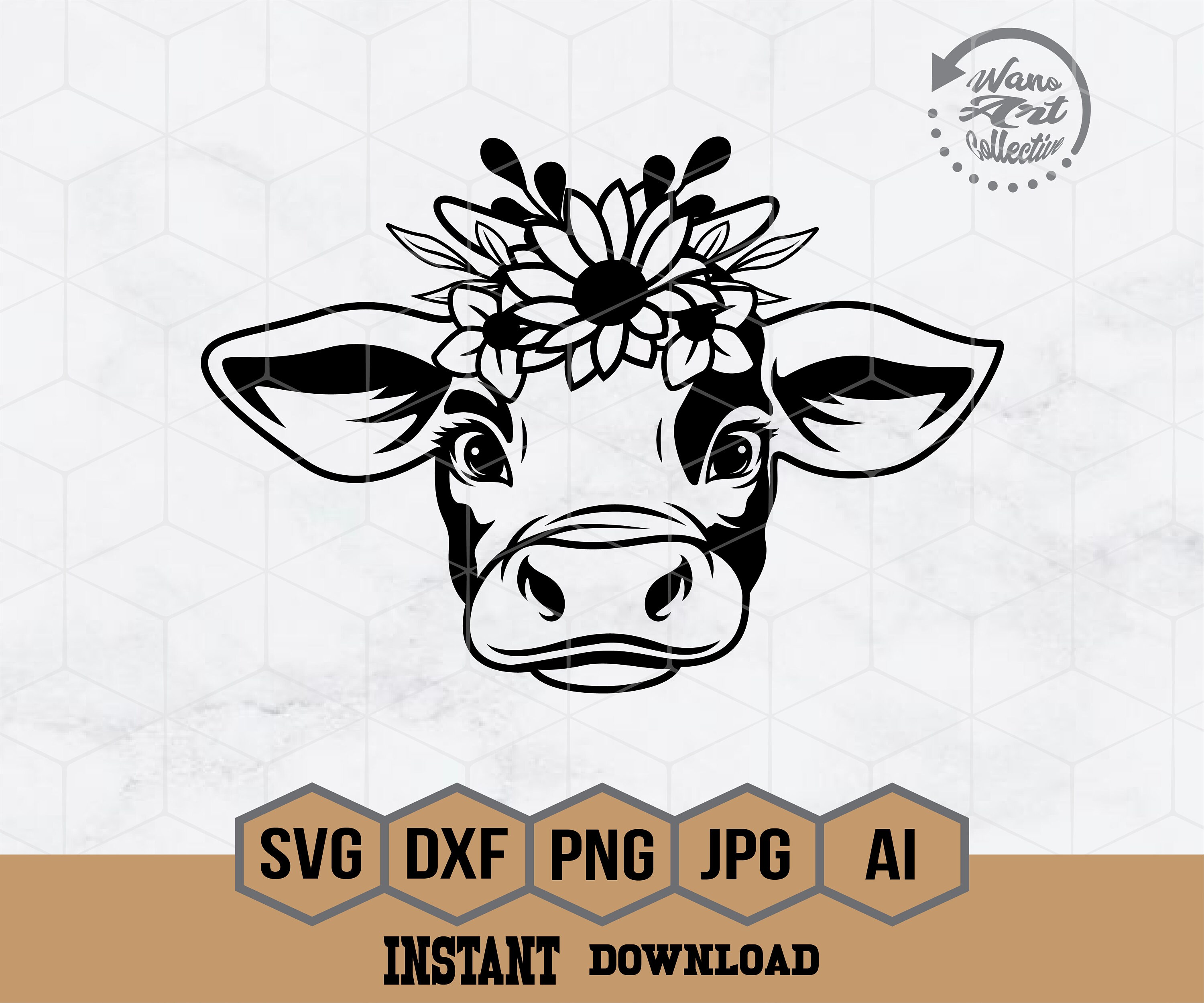Floral Baby Cow Svg Cute Cow With Flowers Svg Baby Cow Svg - Etsy