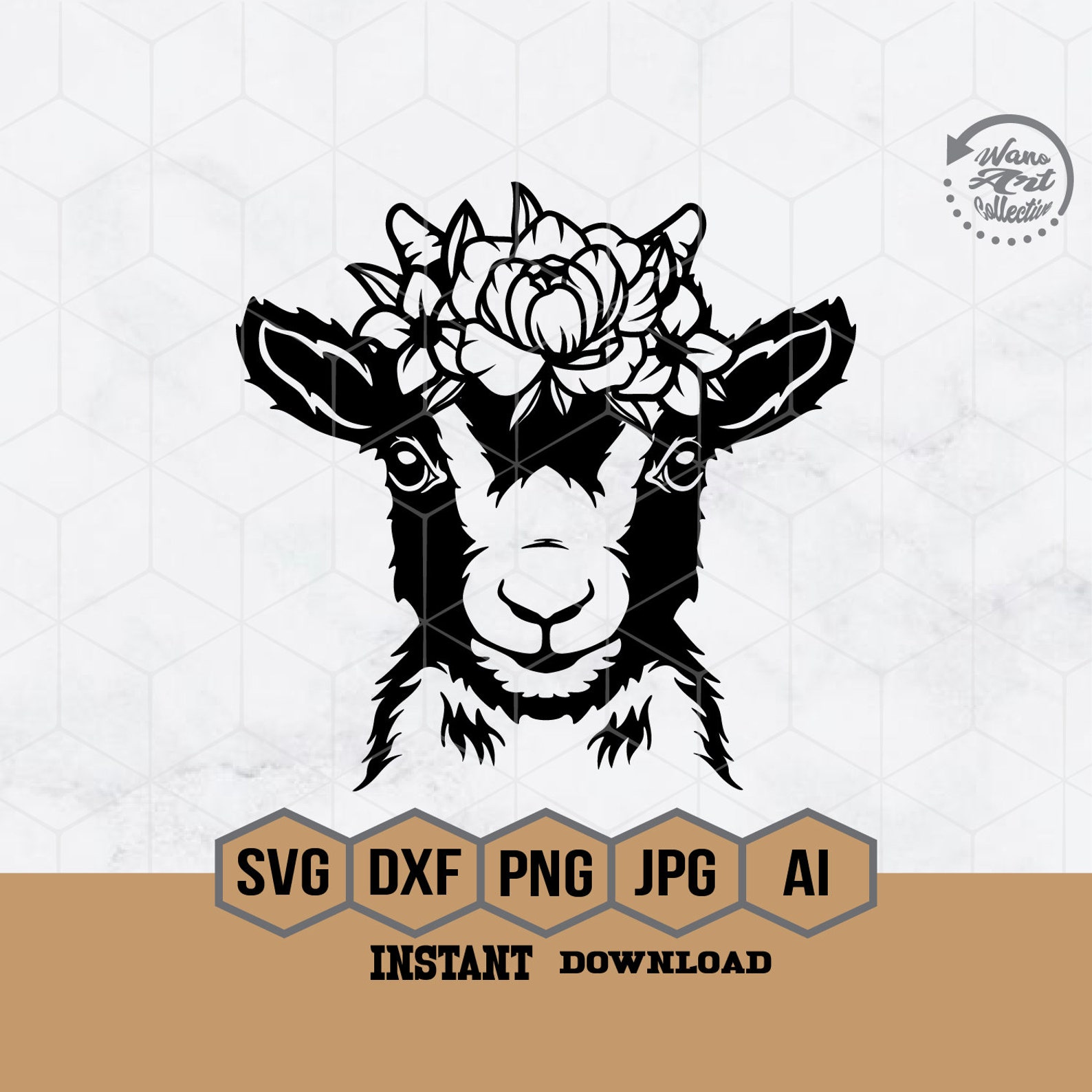 Floral Baby Goat SVG File Cute Goat Svg Baby Farm Goat Svg - Etsy