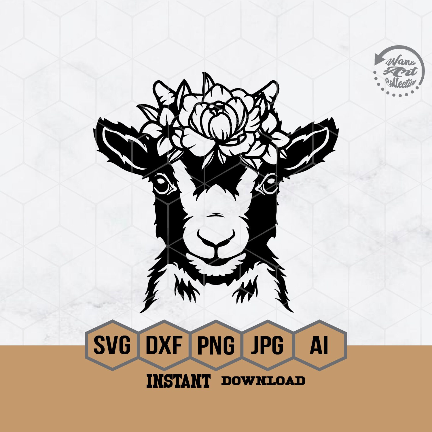 Floral Baby Goat SVG File Cute Goat Svg Baby Farm Goat Svg - Etsy