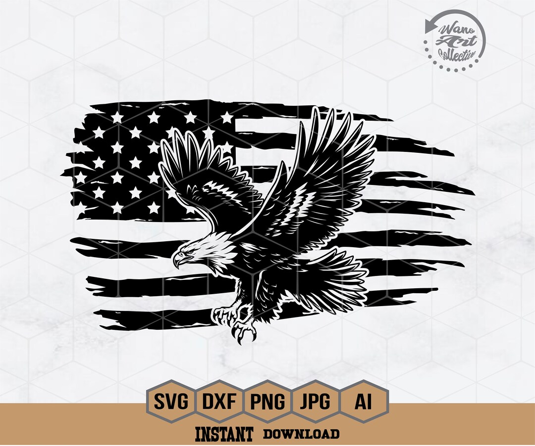 Patriotic Eagle Svg | Eagle With American Flag Svg | American Flag Svg ...