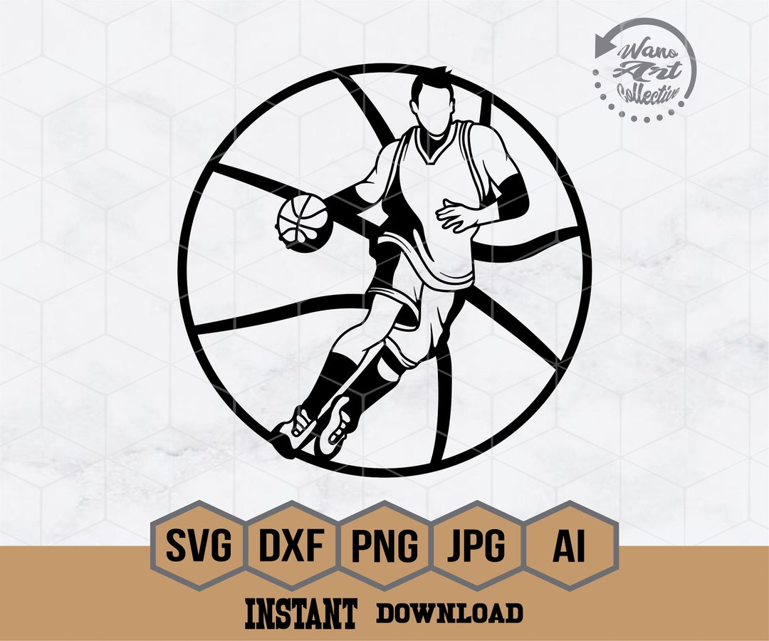 Basketball Player Svg Basketball Svg Dribbling the Ball - Etsy