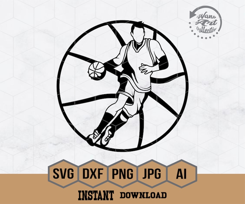 Basketball Player Svg Basketball Svg Dribbling the Ball - Etsy