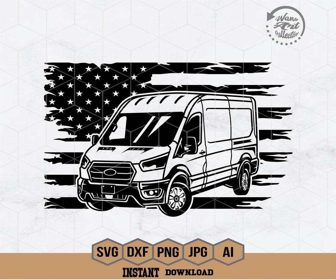 US Caravan Svg | Cargo Van Svg | Moving Vehicle Svg | Delivery Truck ...
