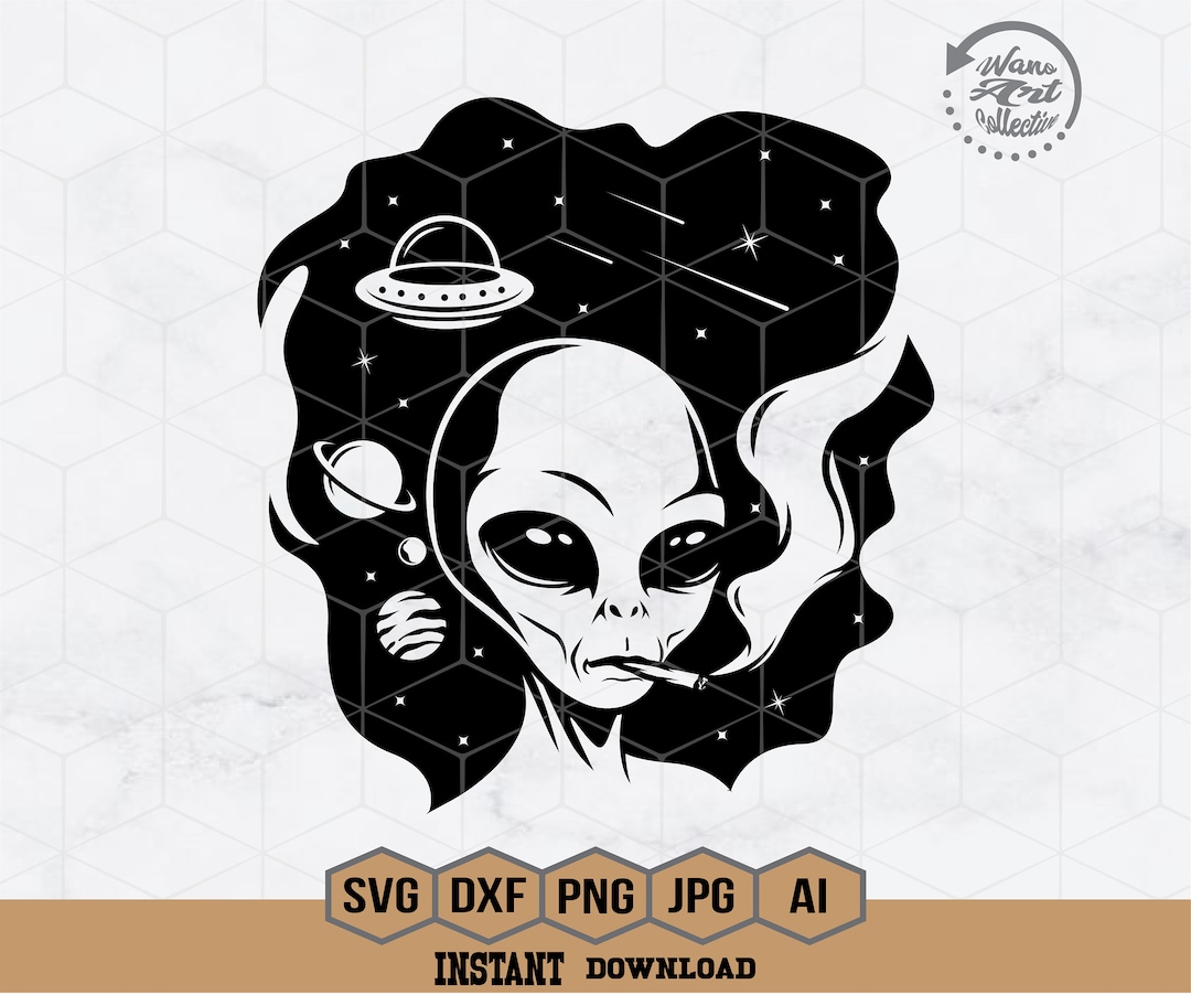 Alien Smoking Joint Svg | Alien Outer Space Svg | Alien Cannabis Svg ...