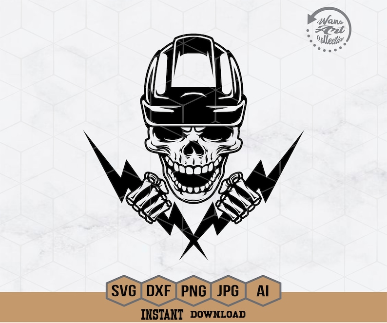 Electrician Skull Svg | Lineman Skull Svg | Electrician Svg | Lineman ...